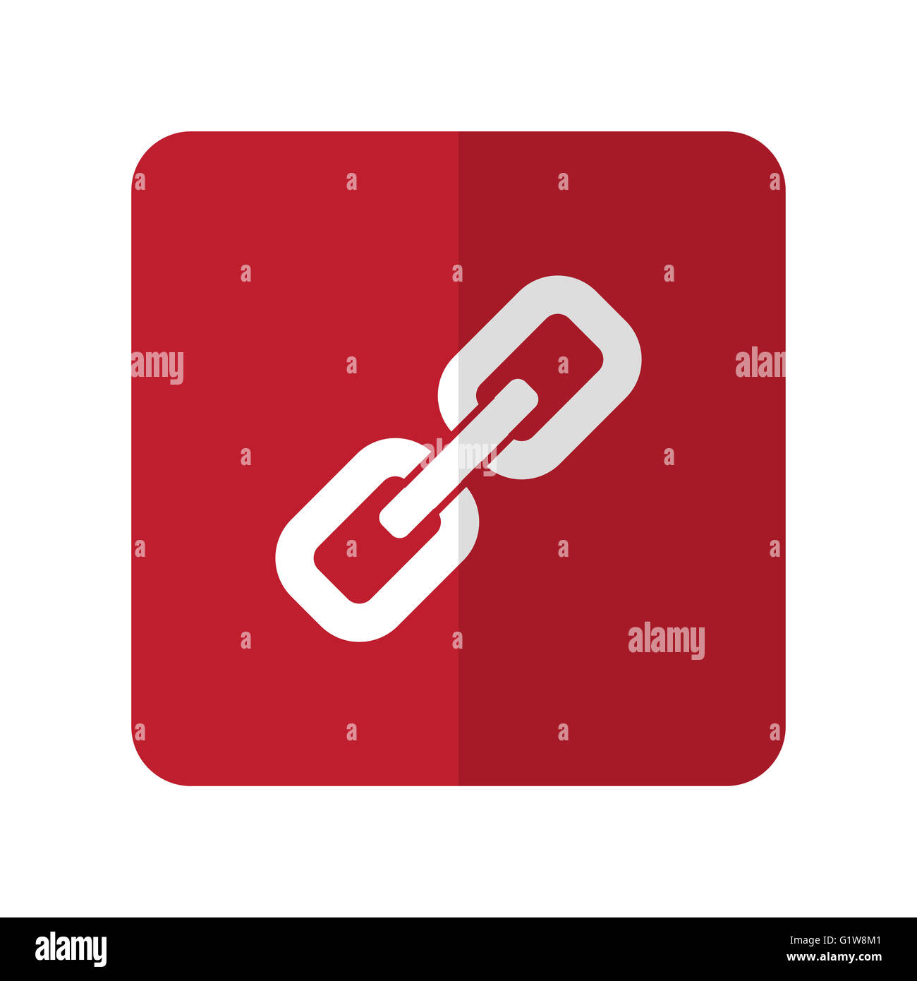 White Links flat icon on red rounded square on white Stock Photo - Alamy