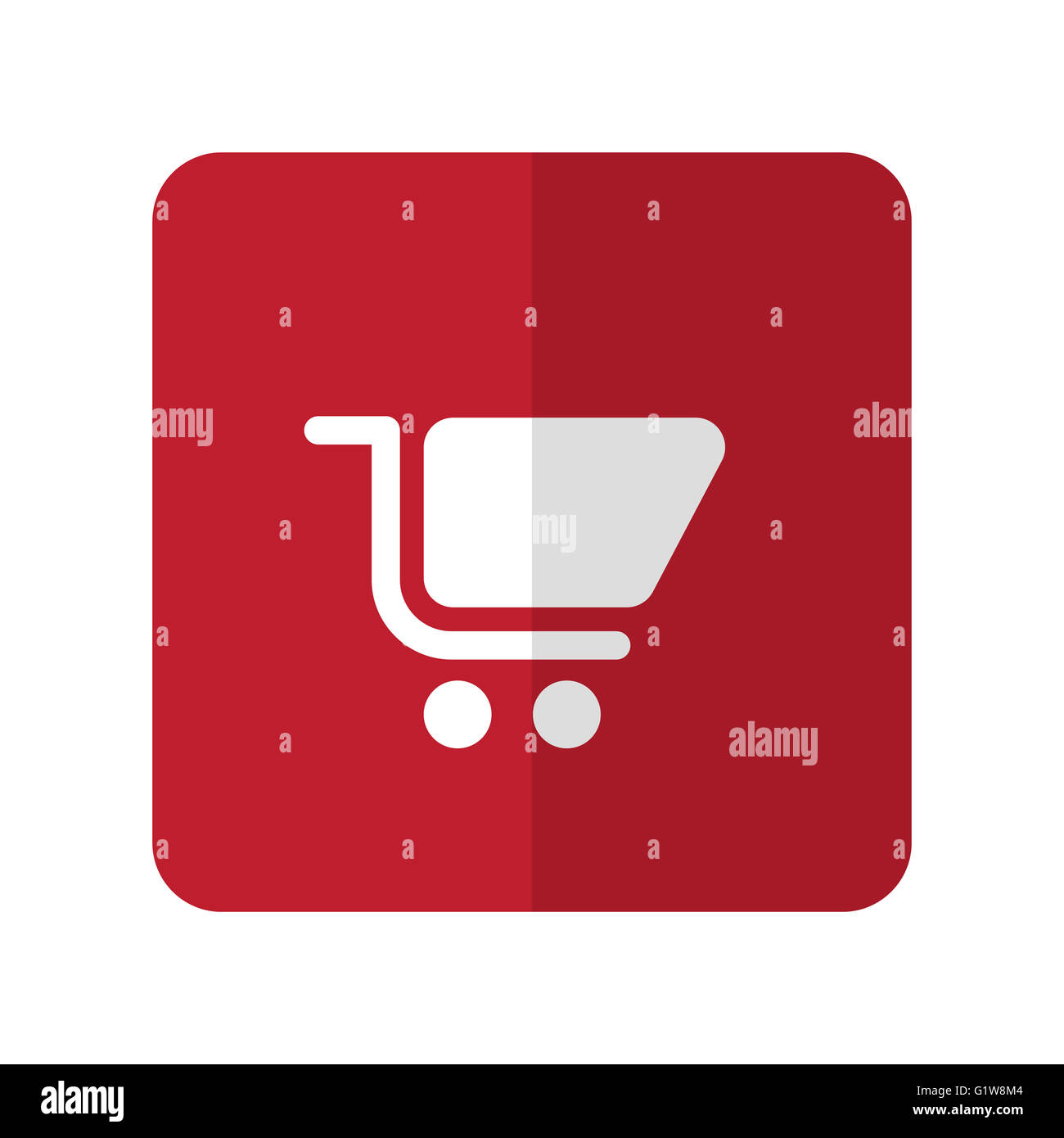 White Shopping Cart flat icon on red rounded square on white Stock ...