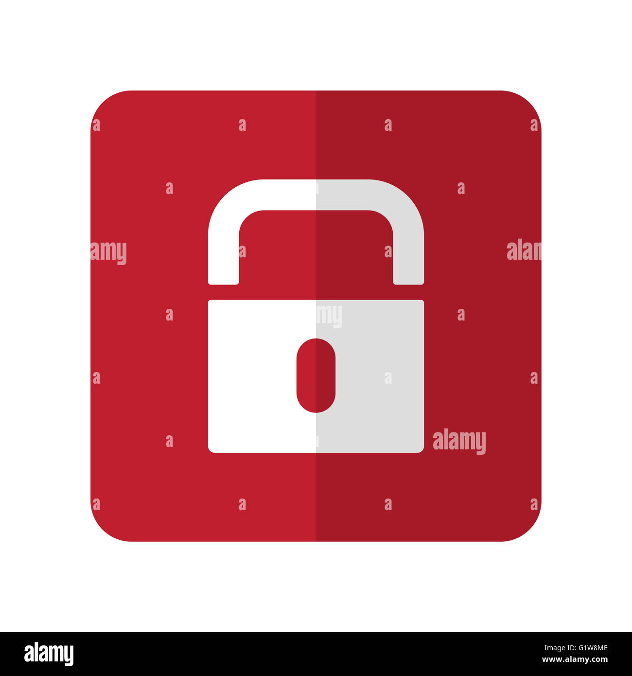 White Lock flat icon on red rounded square on white Stock Photo - Alamy