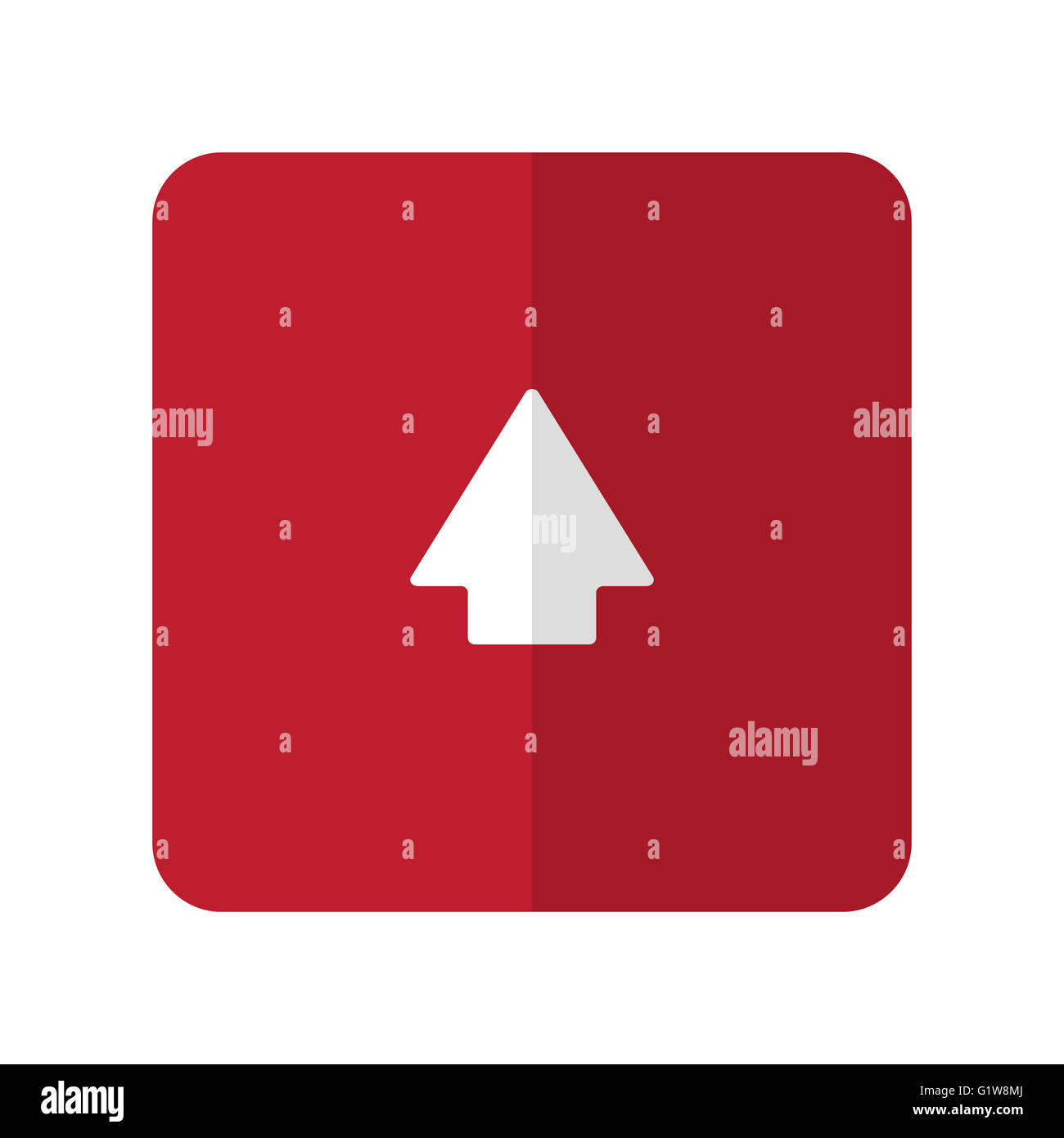 White Arrow Up flat icon on red rounded square on white Stock Photo - Alamy