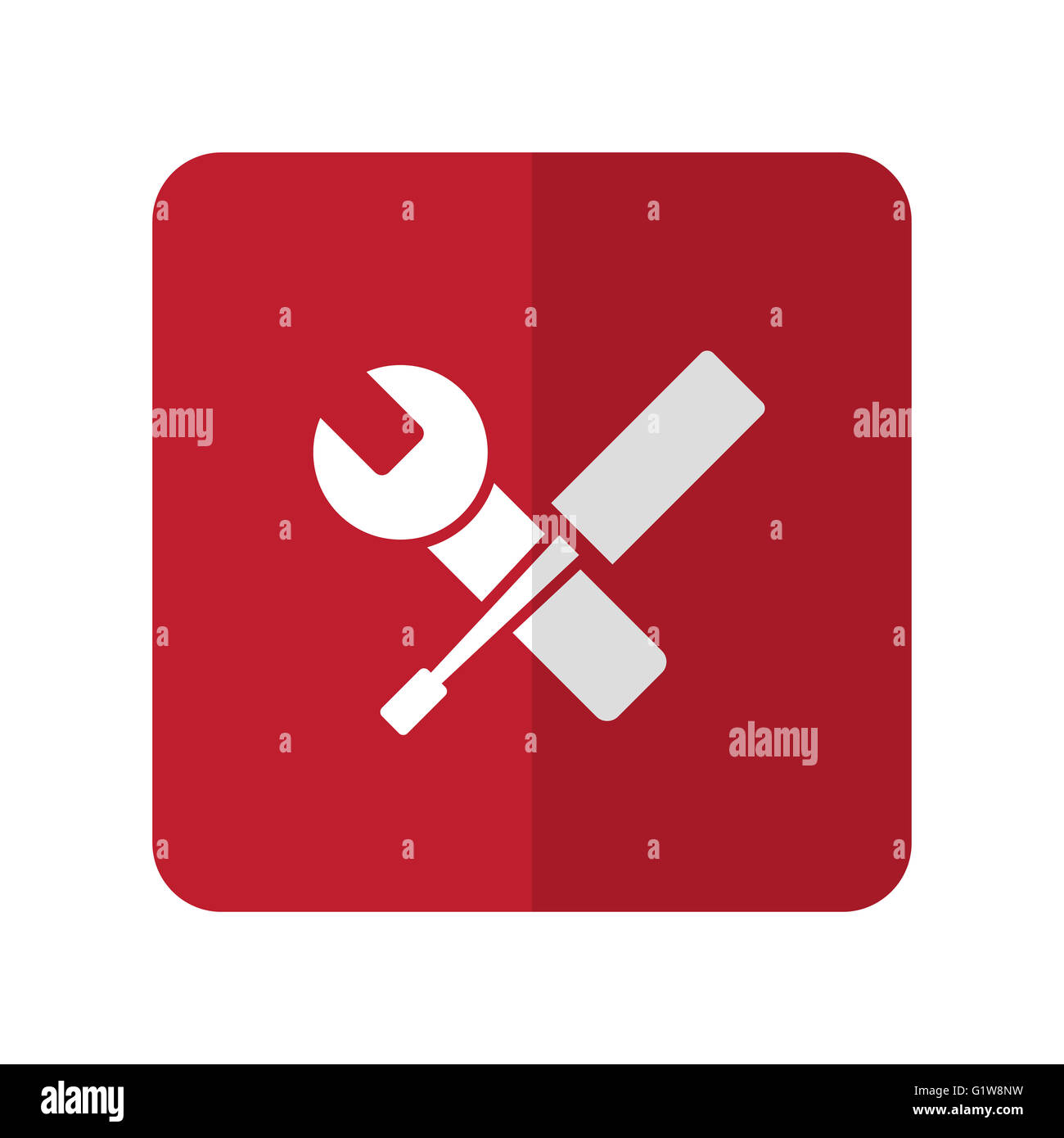 White Service flat icon on red rounded square on white Stock Photo - Alamy
