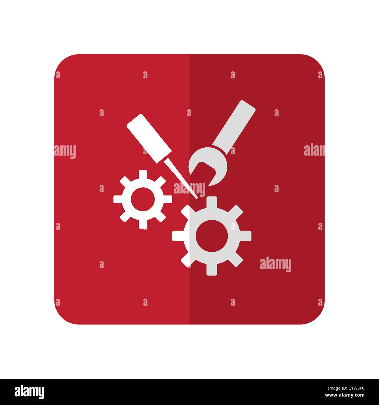White Service flat icon on red rounded square on white Stock Photo - Alamy