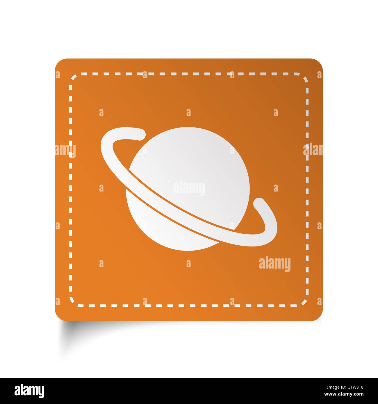 White flat Jupiter Icon icon on orange sticker Stock Photo - Alamy