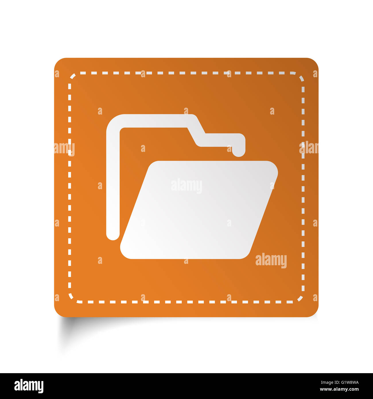 White flat Folder icon on orange sticker Stock Photo - Alamy