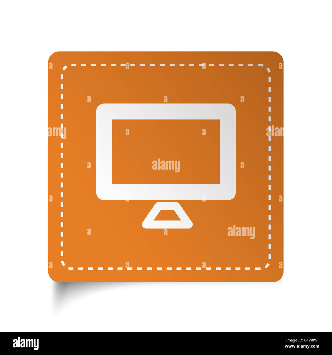 White flat Computer Screen icon on orange sticker Stock Photo - Alamy