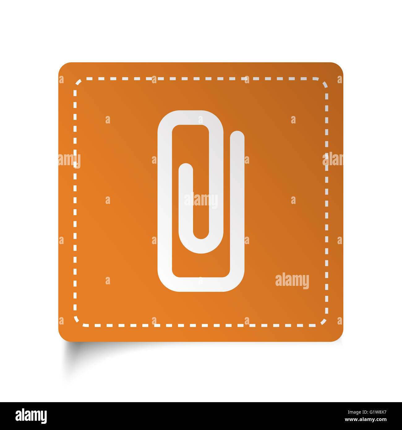 White flat Paper Clip icon on orange sticker Stock Photo - Alamy