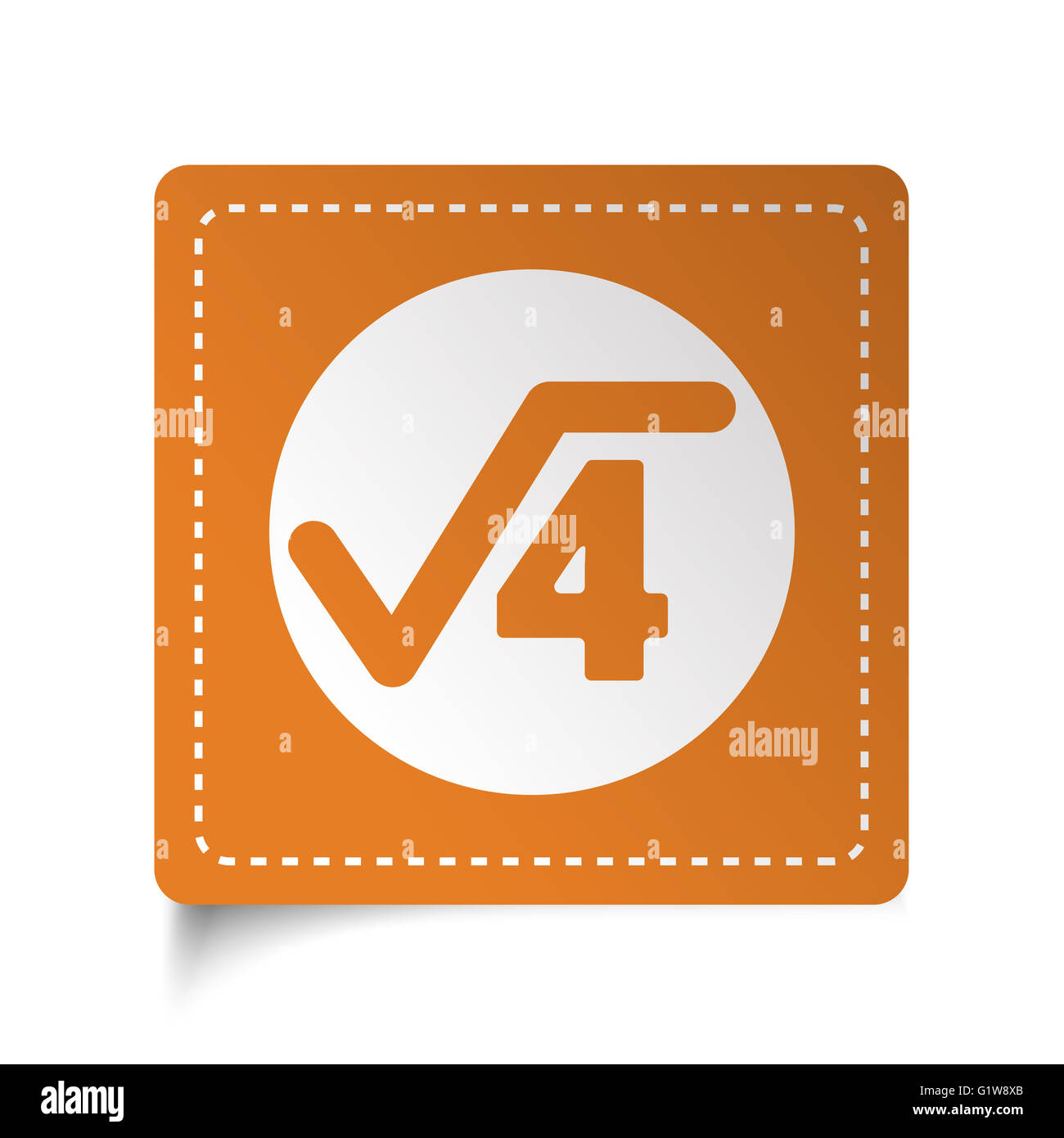 White Flat Square Root Icon On Orange Sticker Stock Photo Alamy