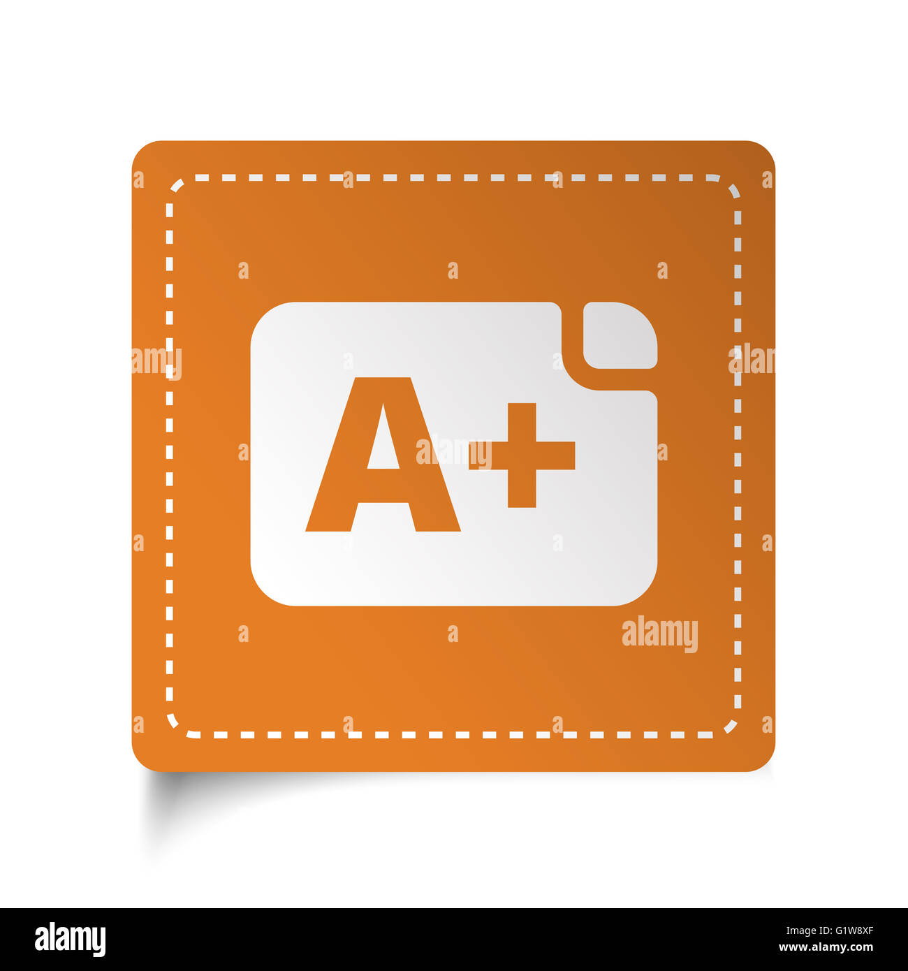 White flat Rating icon on orange sticker Stock Photo - Alamy