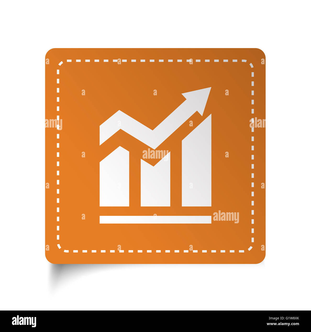 White flat Trend icon on orange sticker Stock Photo - Alamy