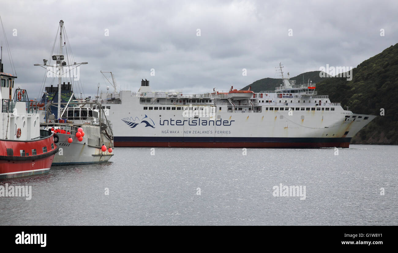 the interislander ferry arriving at the harbour in picton at the north ...