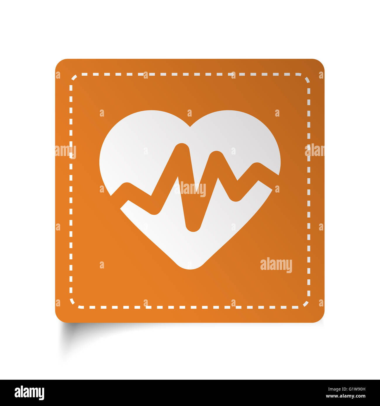 White flat Heart Rate Pulse icon on orange sticker Stock Photo - Alamy