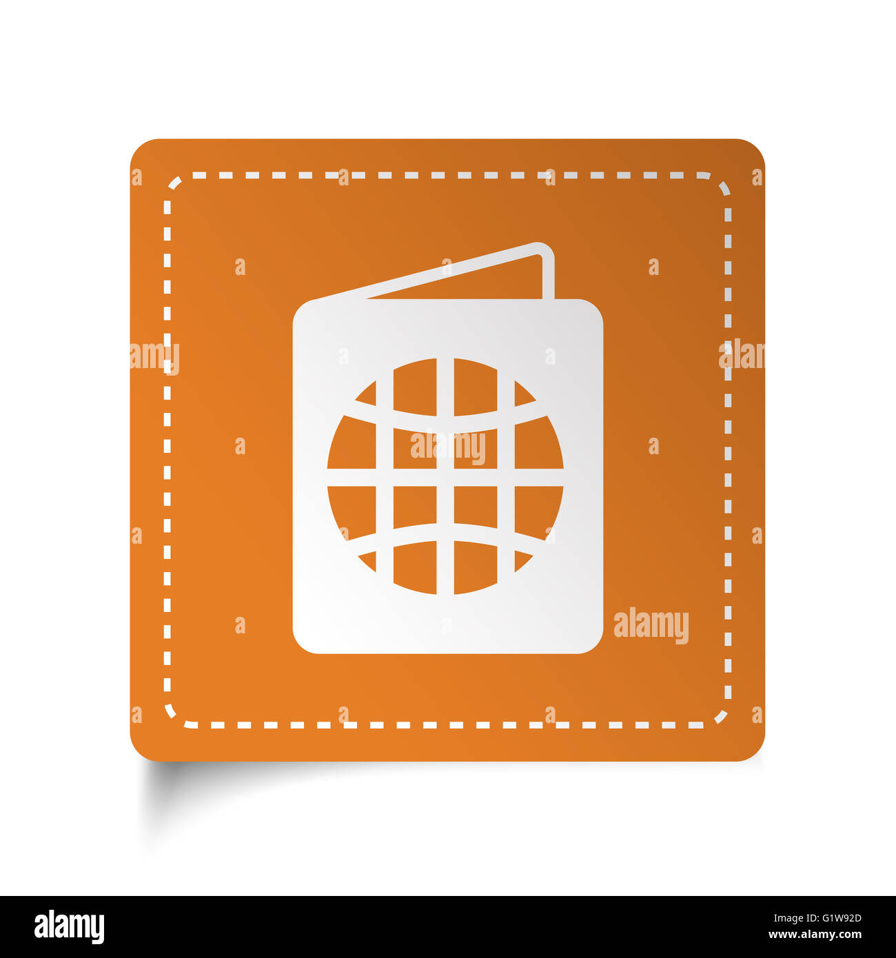 White flat Passport icon on orange sticker Stock Photo - Alamy
