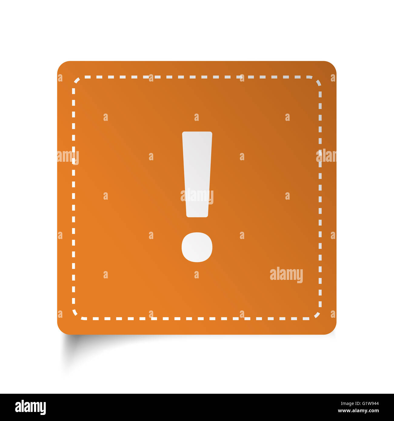 White flat Exclamation Mark icon on orange sticker Stock Photo - Alamy