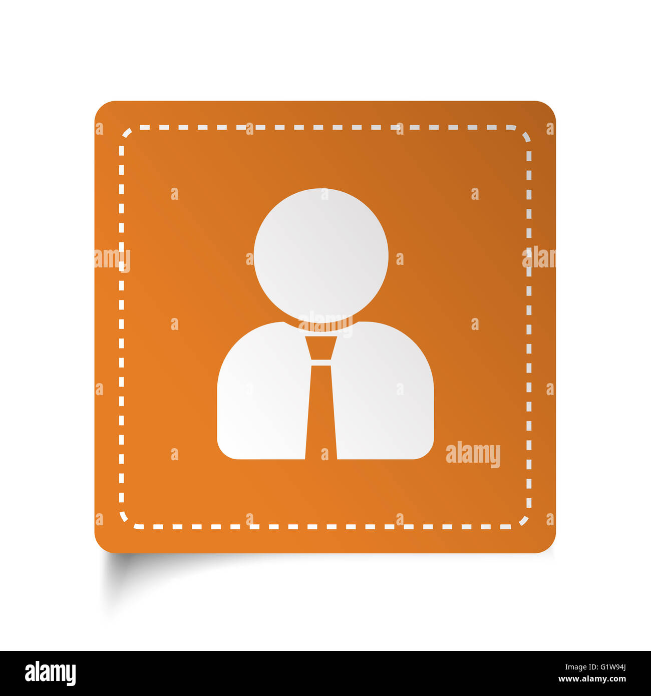 White flat User Profile icon on orange sticker Stock Photo - Alamy