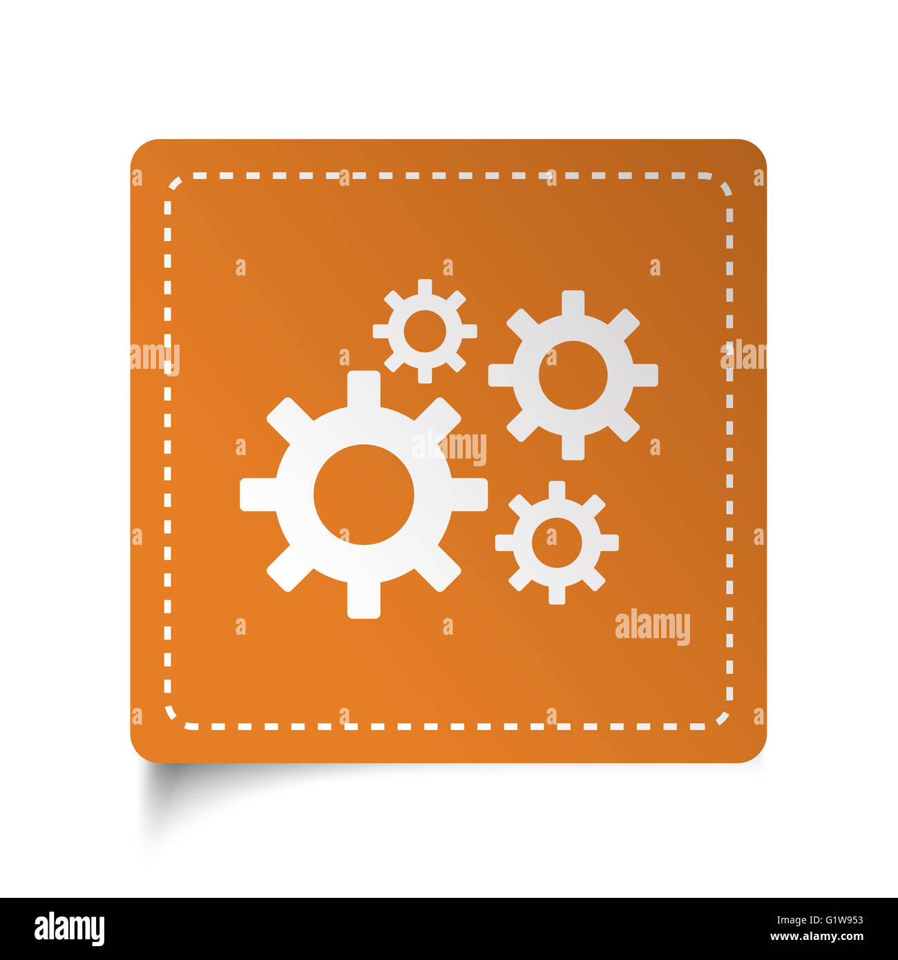 White flat Process icon on orange sticker Stock Photo - Alamy