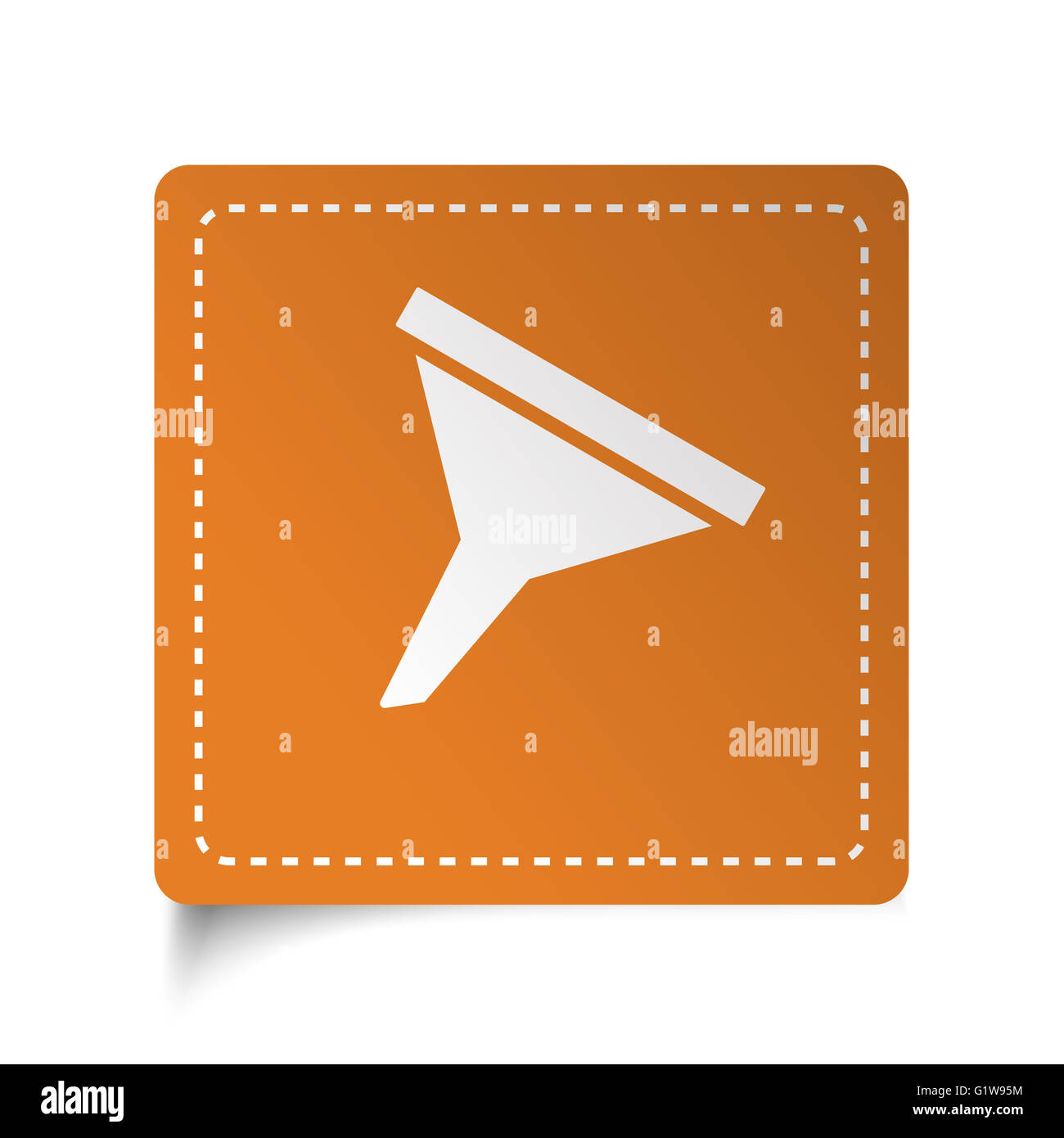 White flat Funnel icon on orange sticker Stock Photo - Alamy