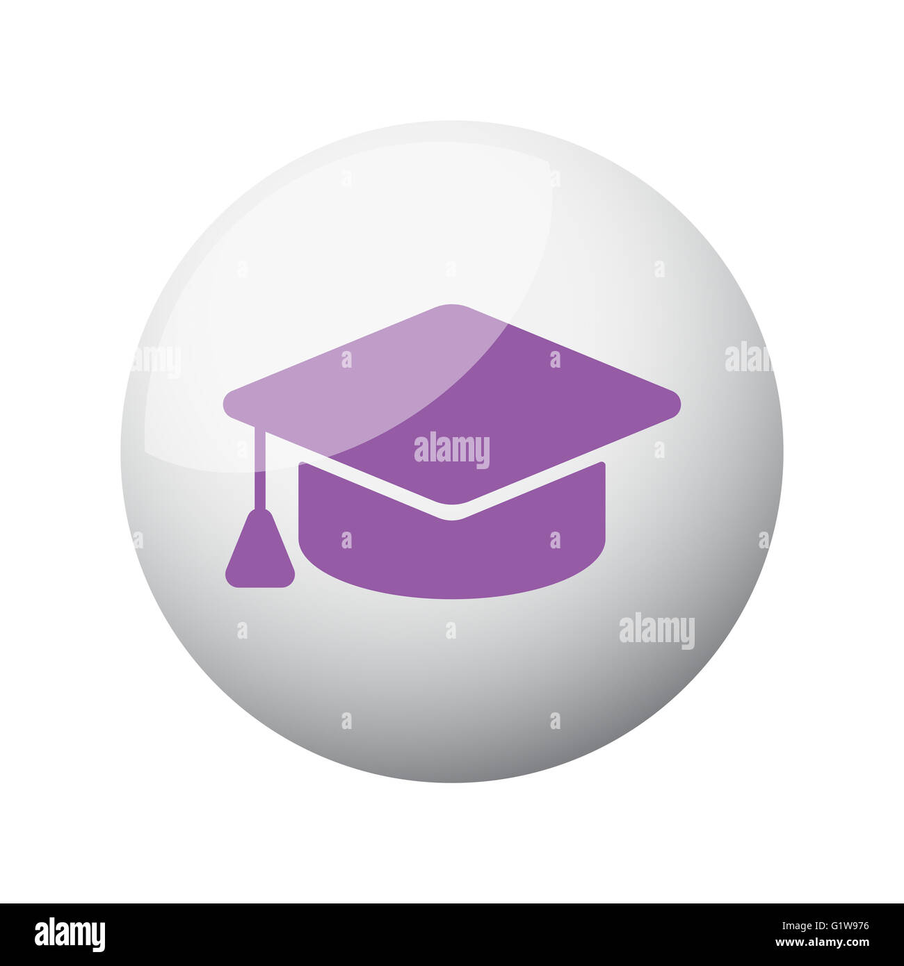 Flat purple Graduation Cap icon on 3d sphere Stock Photo - Alamy