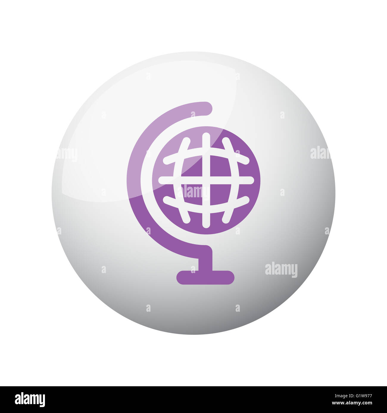 Flat purple Earth Globe icon on 3d sphere Stock Photo - Alamy