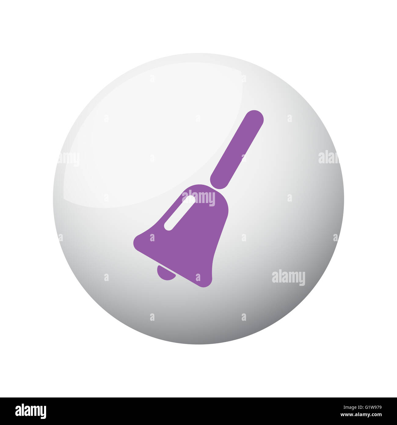 Flat purple School Bell icon on 3d sphere Stock Photo - Alamy