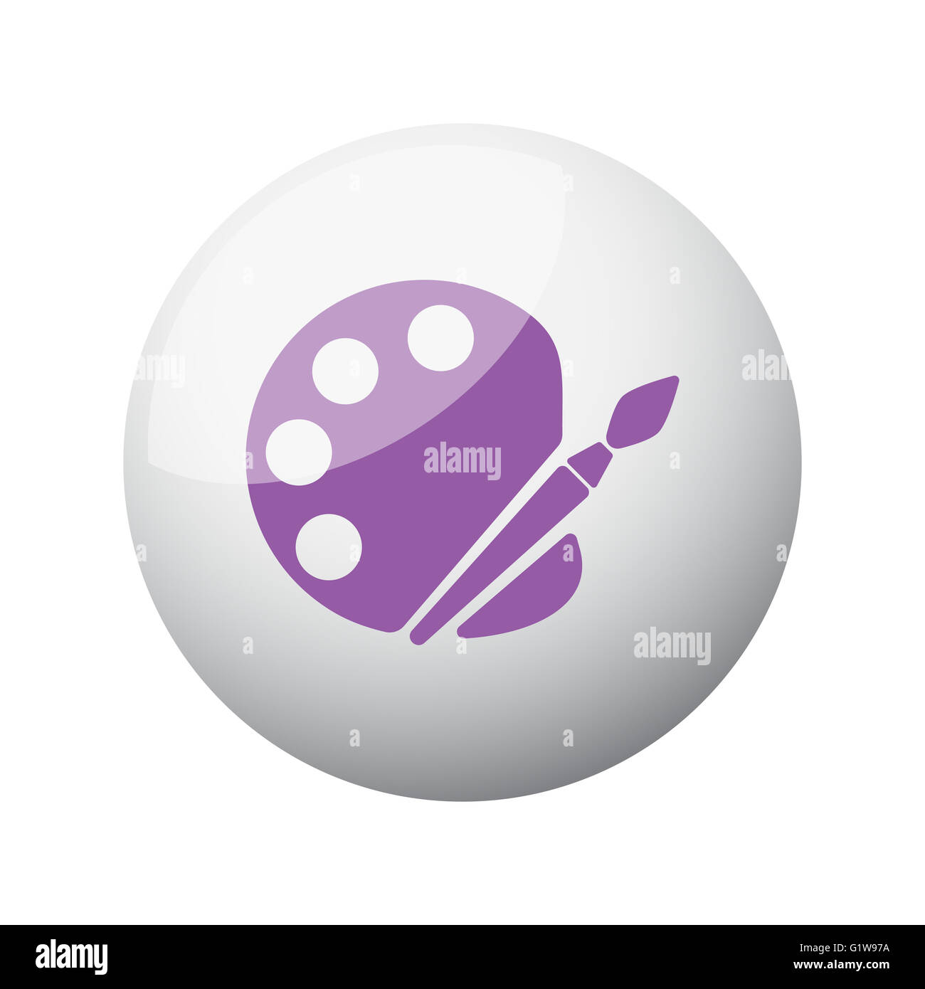 Flat purple Palette icon on 3d sphere Stock Photo - Alamy