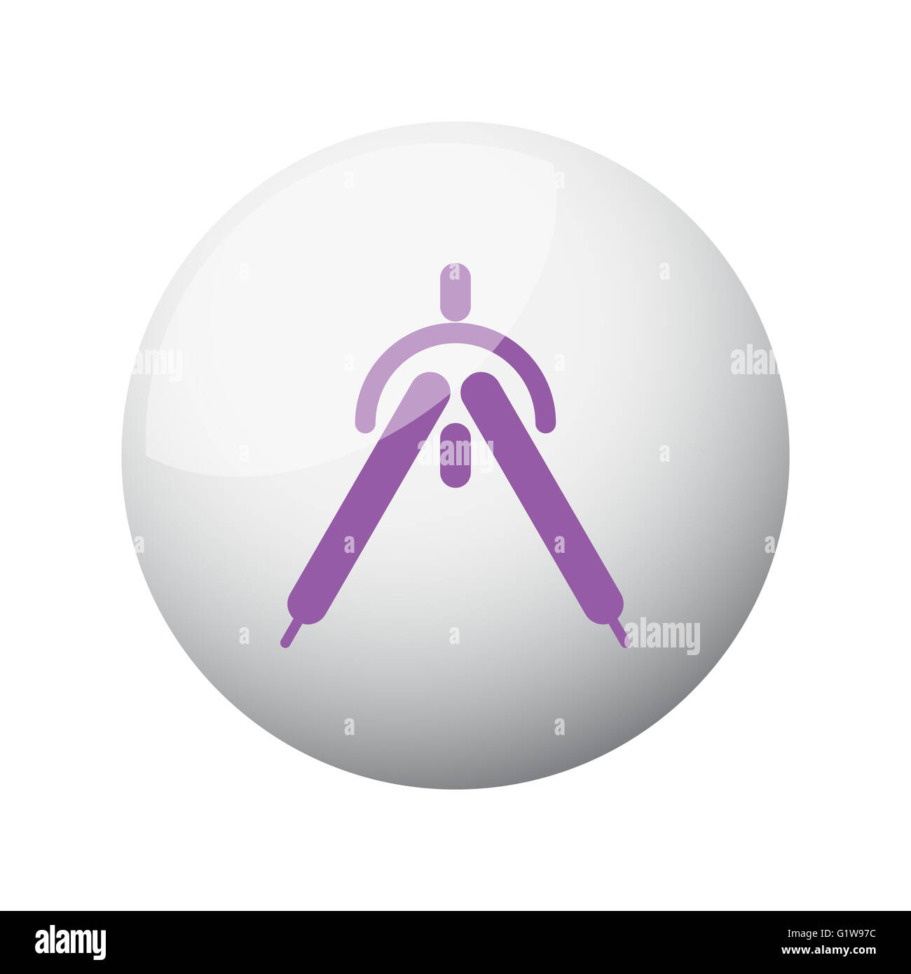 Flat purple Drafting Compass icon on 3d sphere Stock Photo - Alamy