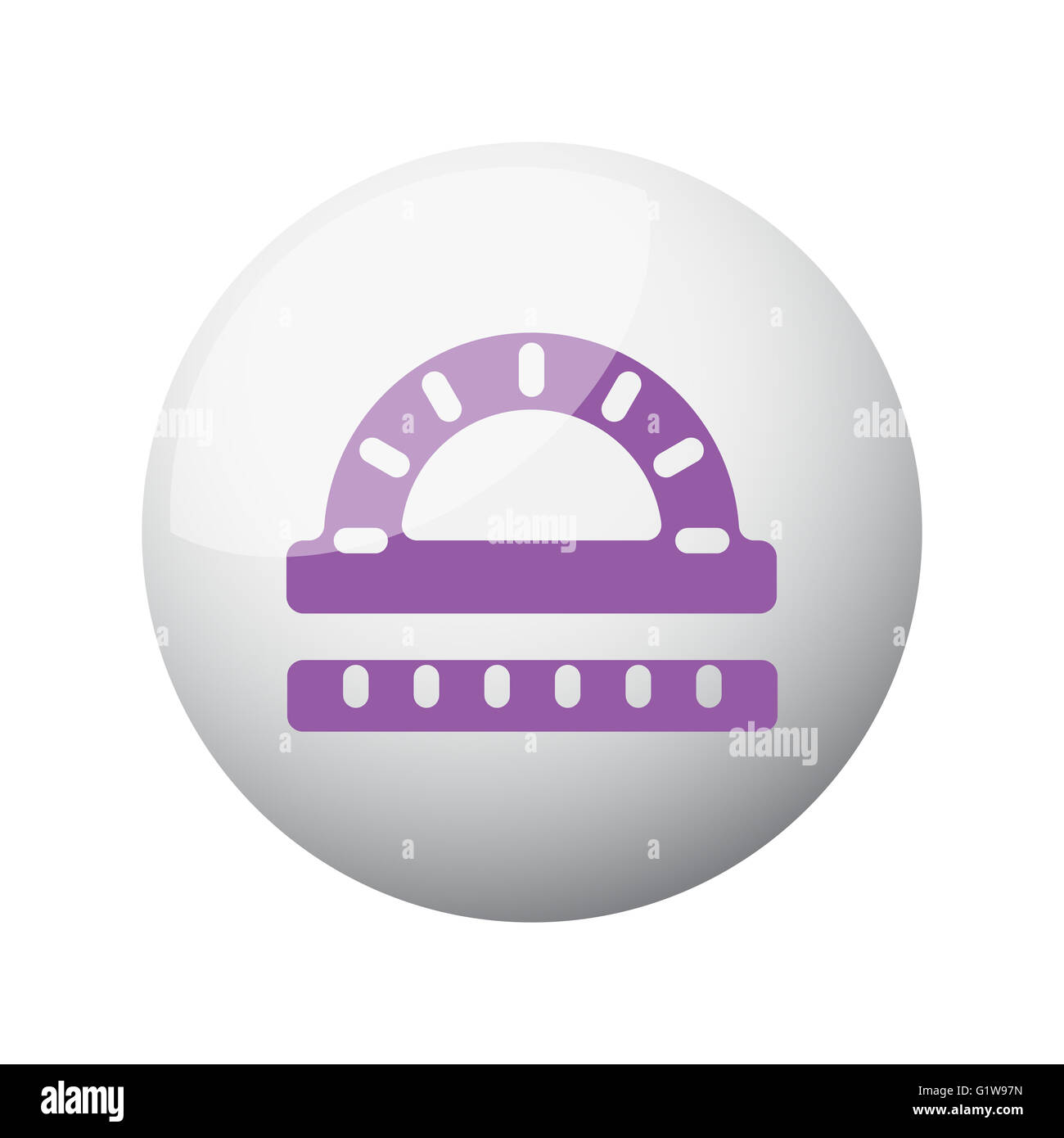 Flat purple Protractor Ruler icon on 3d sphere Stock Photo - Alamy