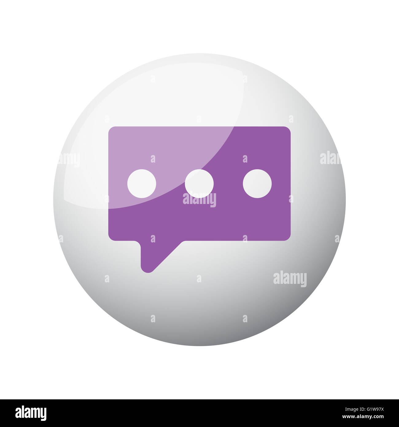 Flat purple Message icon on 3d sphere Stock Photo - Alamy