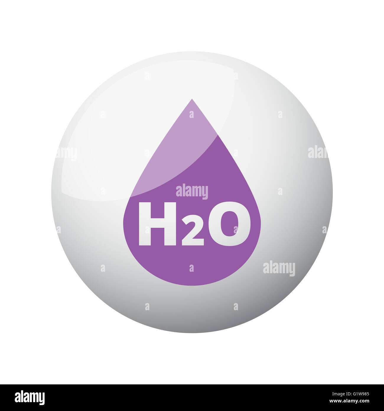 Flat purple Water icon on 3d sphere Stock Photo - Alamy