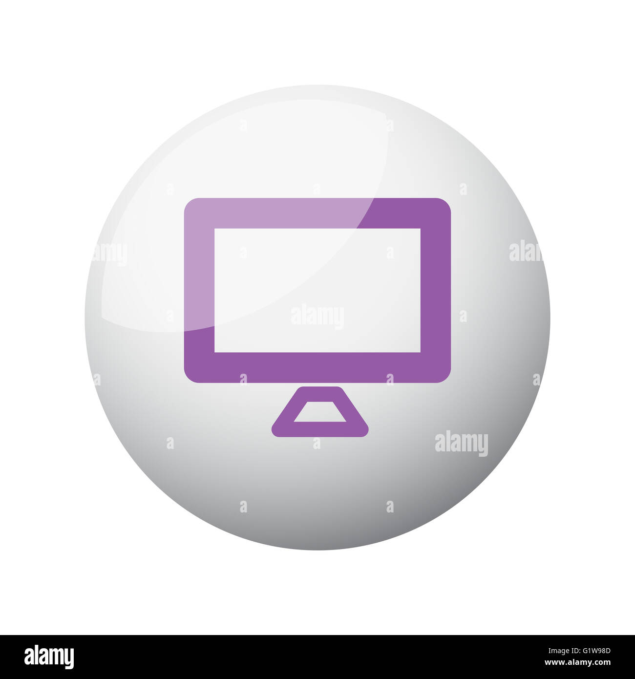 Flat purple Computer Screen icon on 3d sphere Stock Photo - Alamy