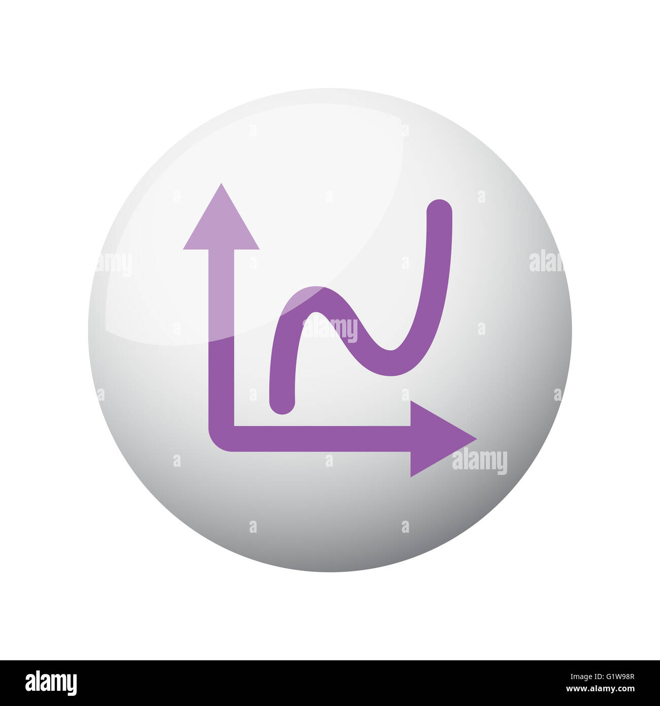 Flat purple Graph icon on 3d sphere Stock Photo - Alamy