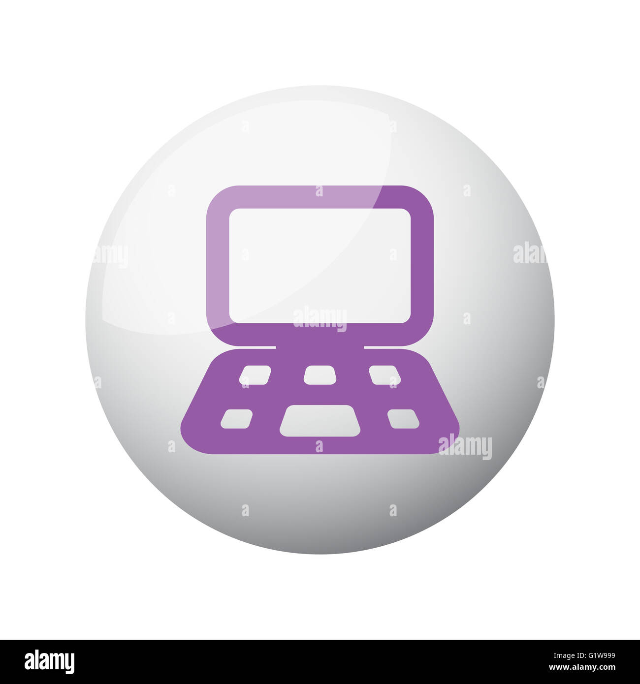 Flat purple Computer icon on 3d sphere Stock Photo - Alamy