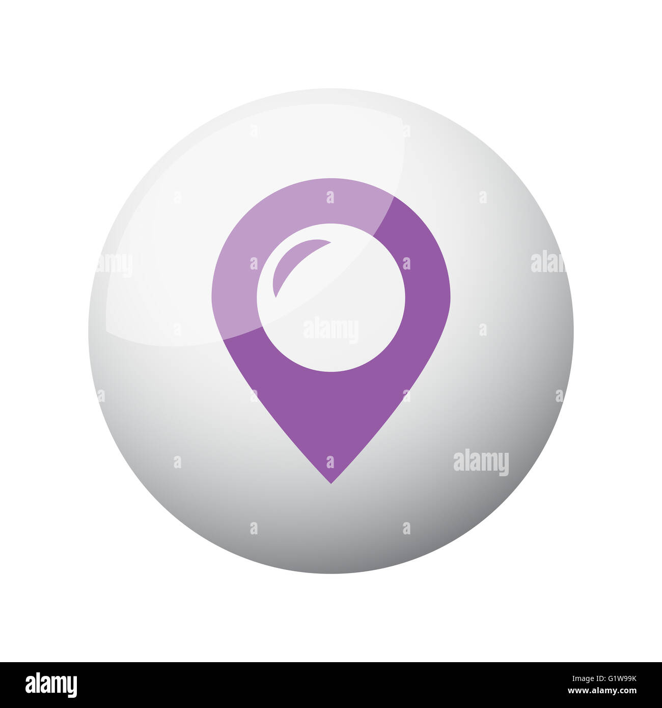 Flat purple Place icon on 3d sphere Stock Photo - Alamy