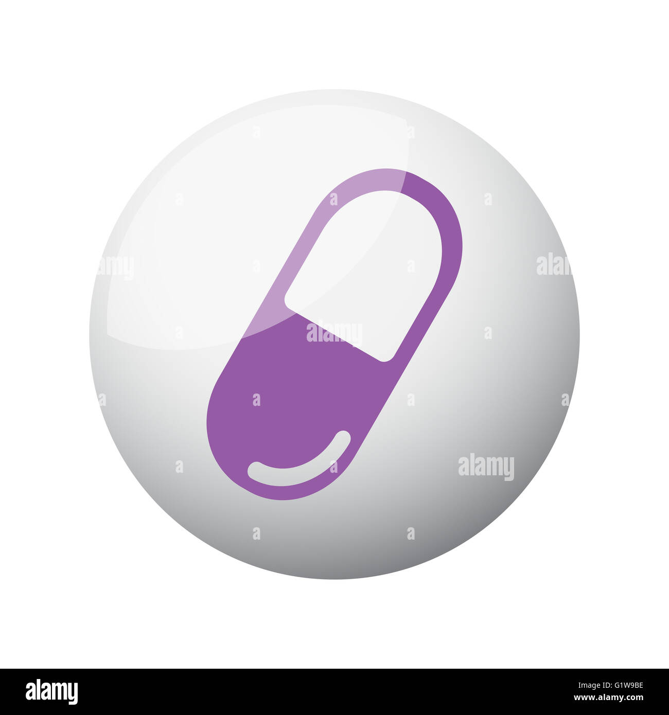 Flat purple Pill icon on 3d sphere Stock Photo - Alamy