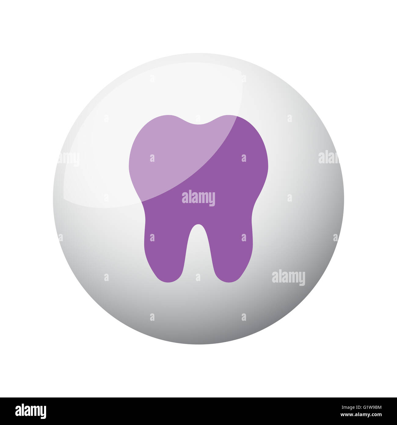 Flat purple Tooth icon on 3d sphere Stock Photo - Alamy