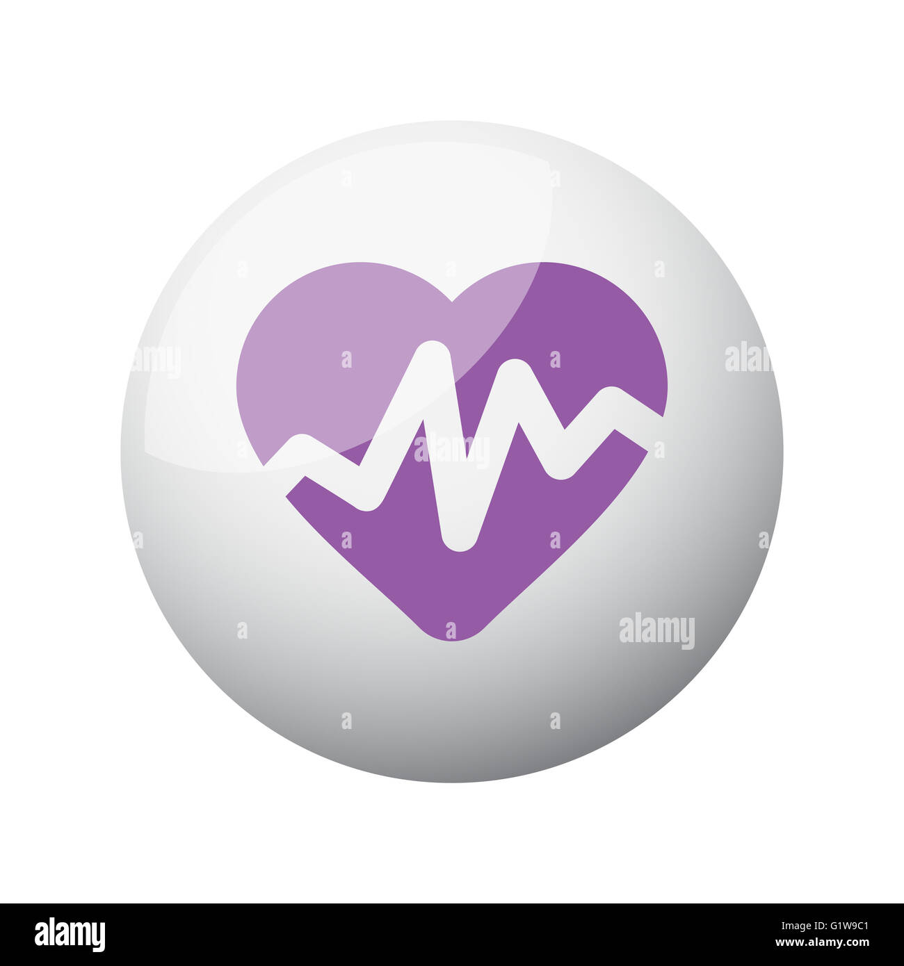 Flat purple Heart Rate Pulse icon on 3d sphere Stock Photo - Alamy