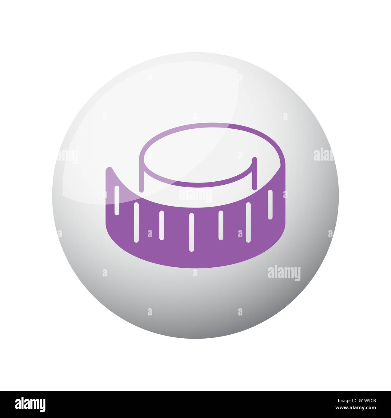 Flat purple Measuring Tape icon on 3d sphere Stock Photo - Alamy