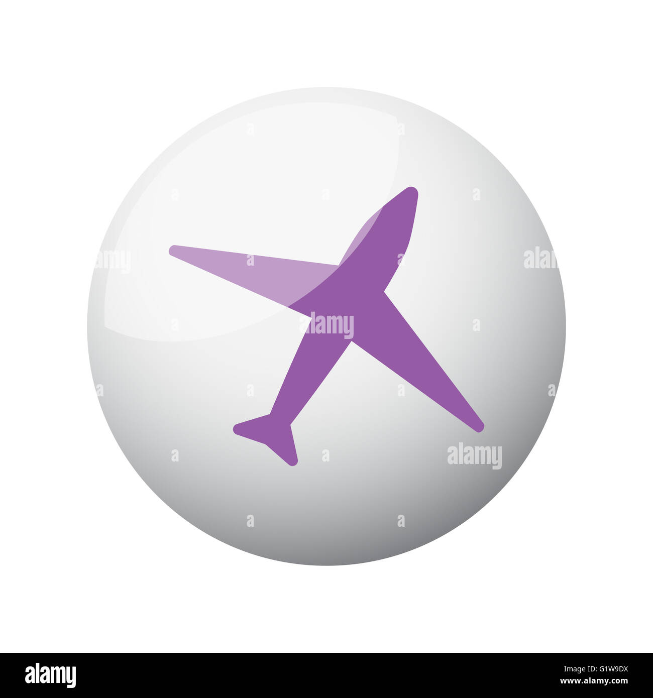 Flat purple Airplane icon on 3d sphere Stock Photo - Alamy