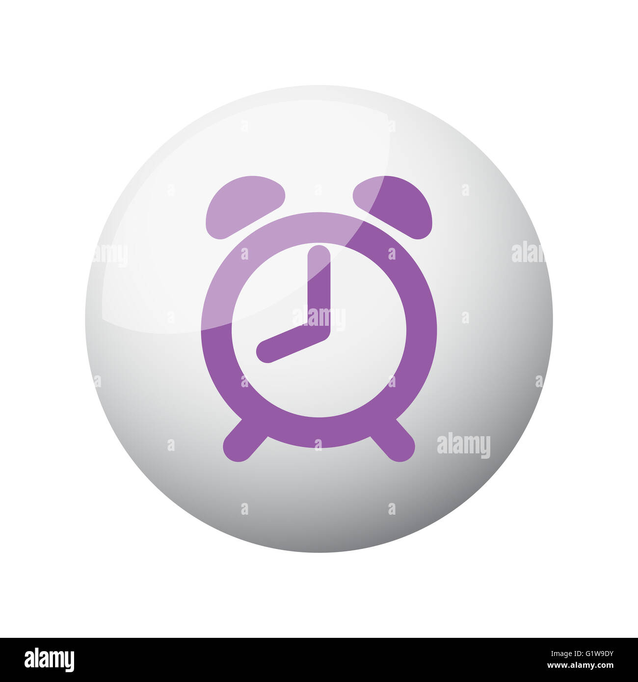 Flat purple Alarm Clock icon on 3d sphere Stock Photo - Alamy