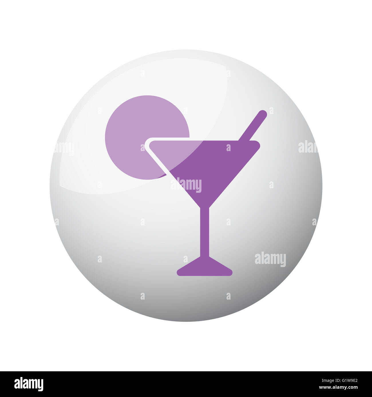 Flat purple Cocktail icon on 3d sphere Stock Photo - Alamy