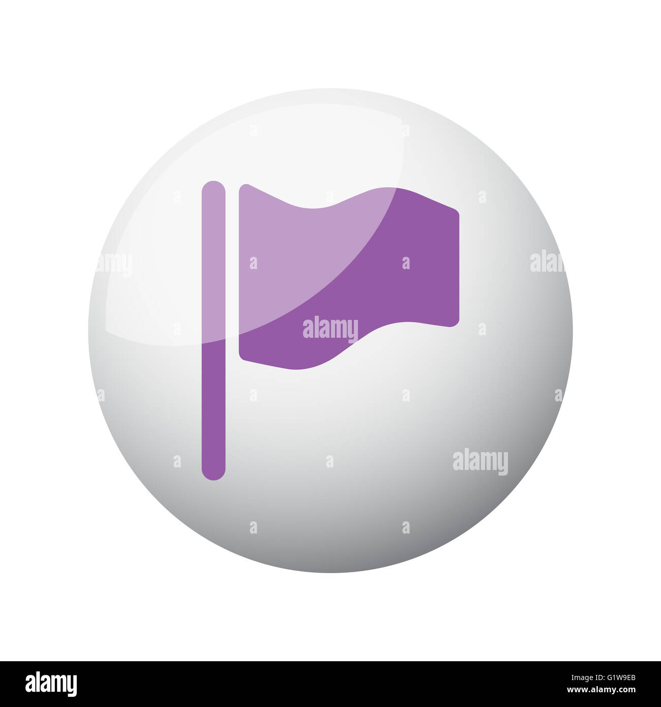 Flat purple Flag icon on 3d sphere Stock Photo - Alamy
