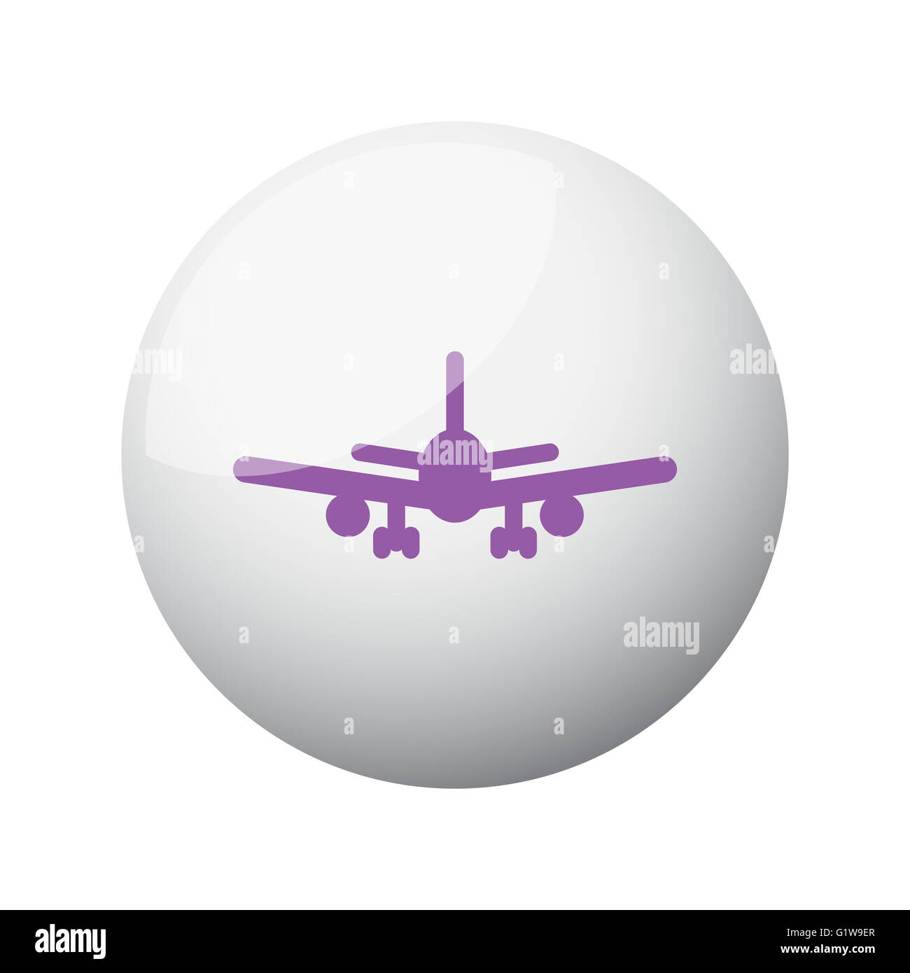 Flat purple Airplane icon on 3d sphere Stock Photo - Alamy
