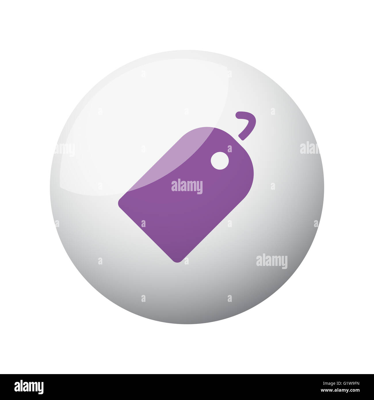 Flat purple Tag icon on 3d sphere Stock Photo - Alamy