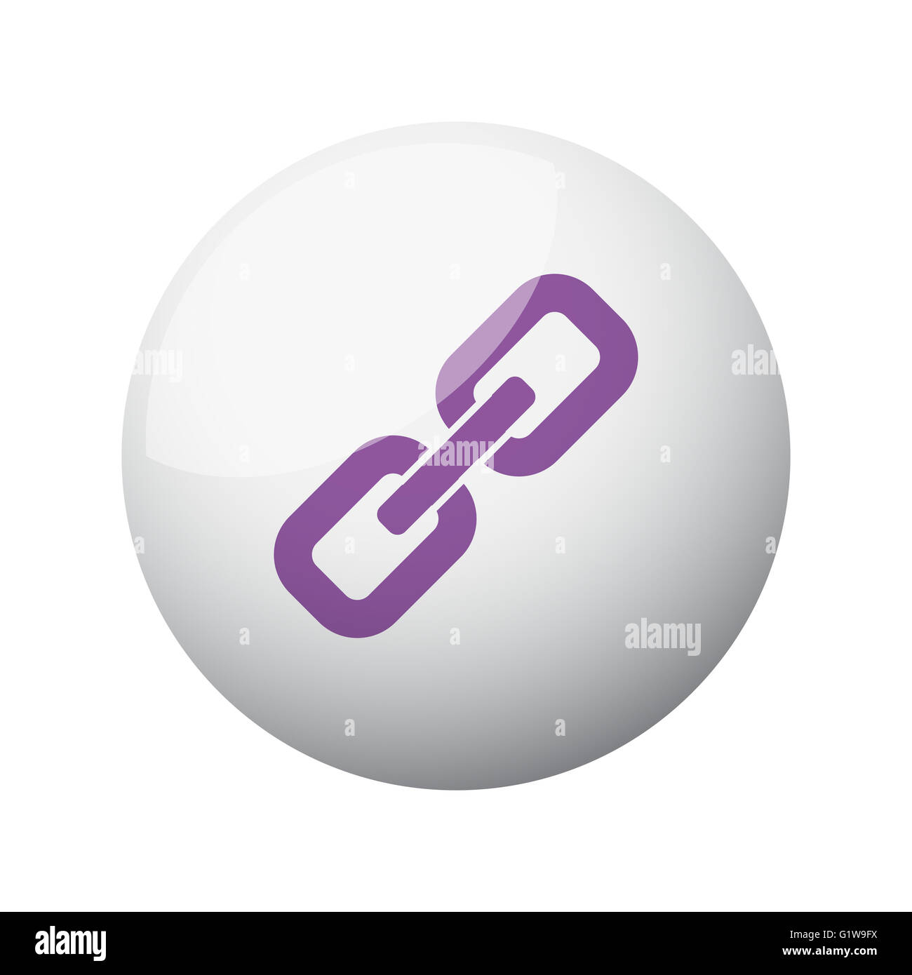 Flat purple Links icon on 3d sphere Stock Photo - Alamy
