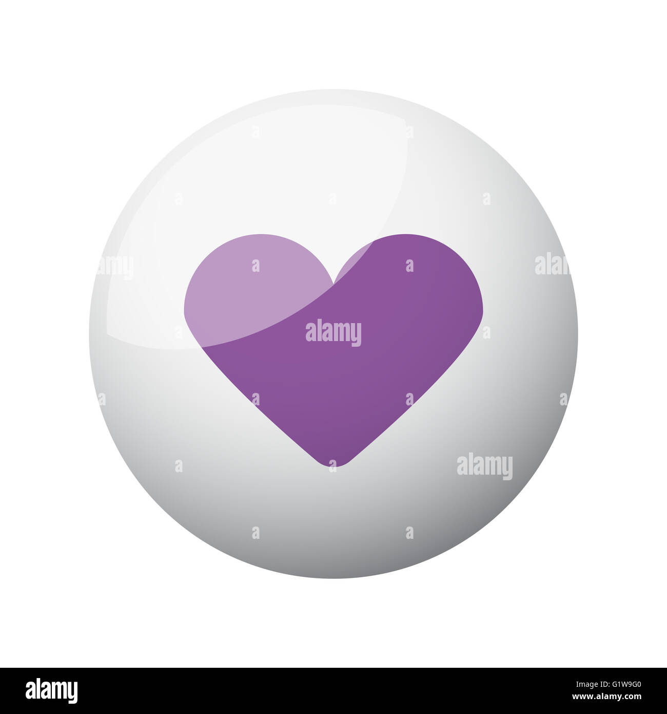 Flat purple Heart icon on 3d sphere Stock Photo - Alamy