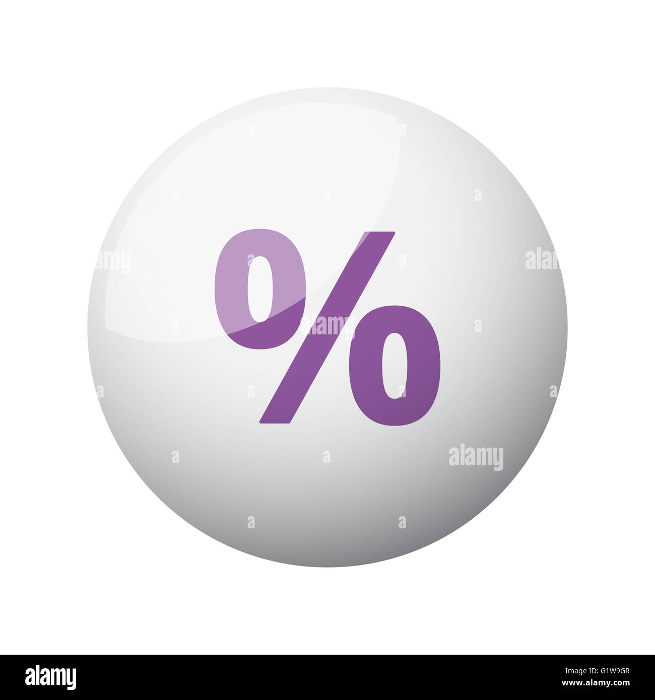 Flat purple Percentage icon on 3d sphere Stock Photo - Alamy