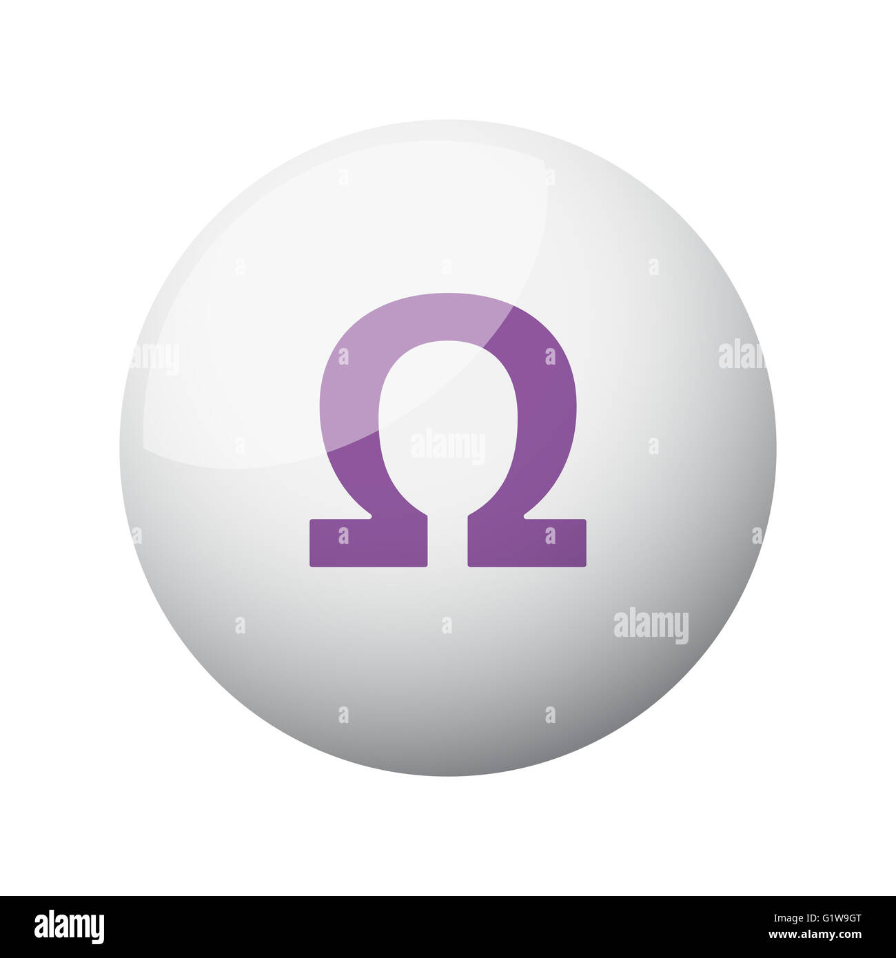 Flat purple Omega icon on 3d sphere Stock Photo - Alamy