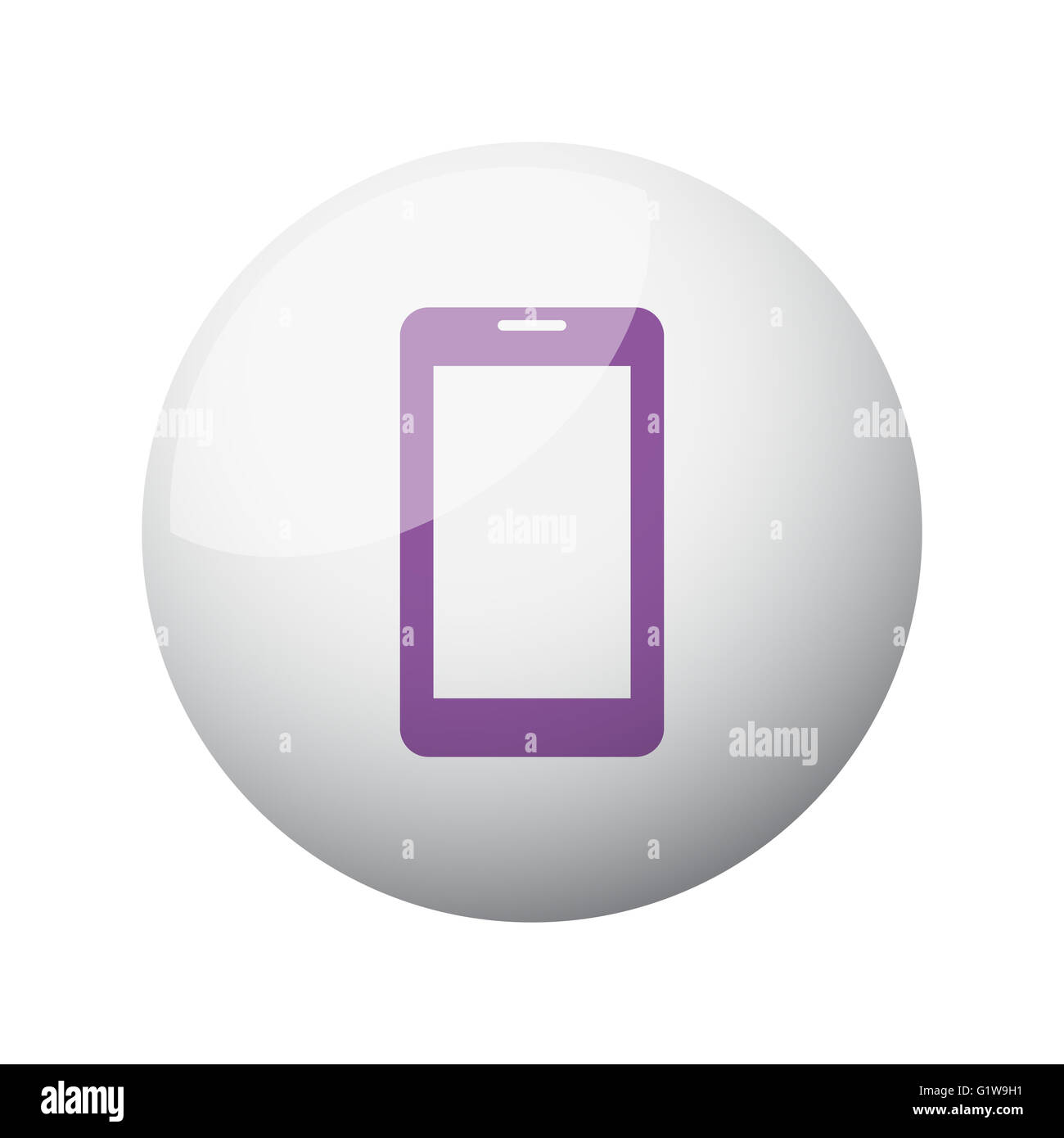 Flat purple Mobile Phone icon on 3d sphere Stock Photo - Alamy