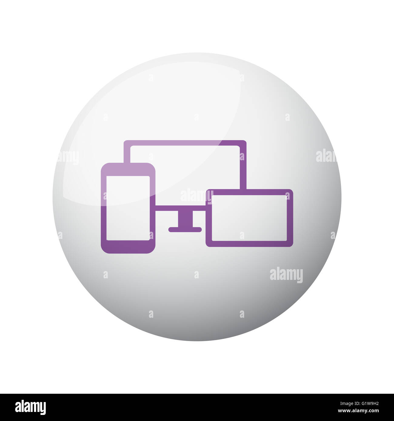 Flat purple Responsive Media Design icon on 3d sphere Stock Photo - Alamy