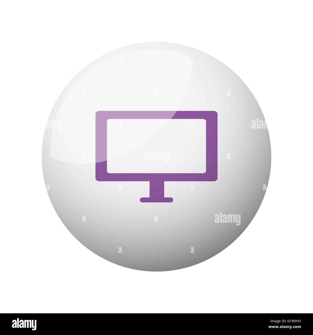 Flat purple Computer Screen icon on 3d sphere Stock Photo - Alamy