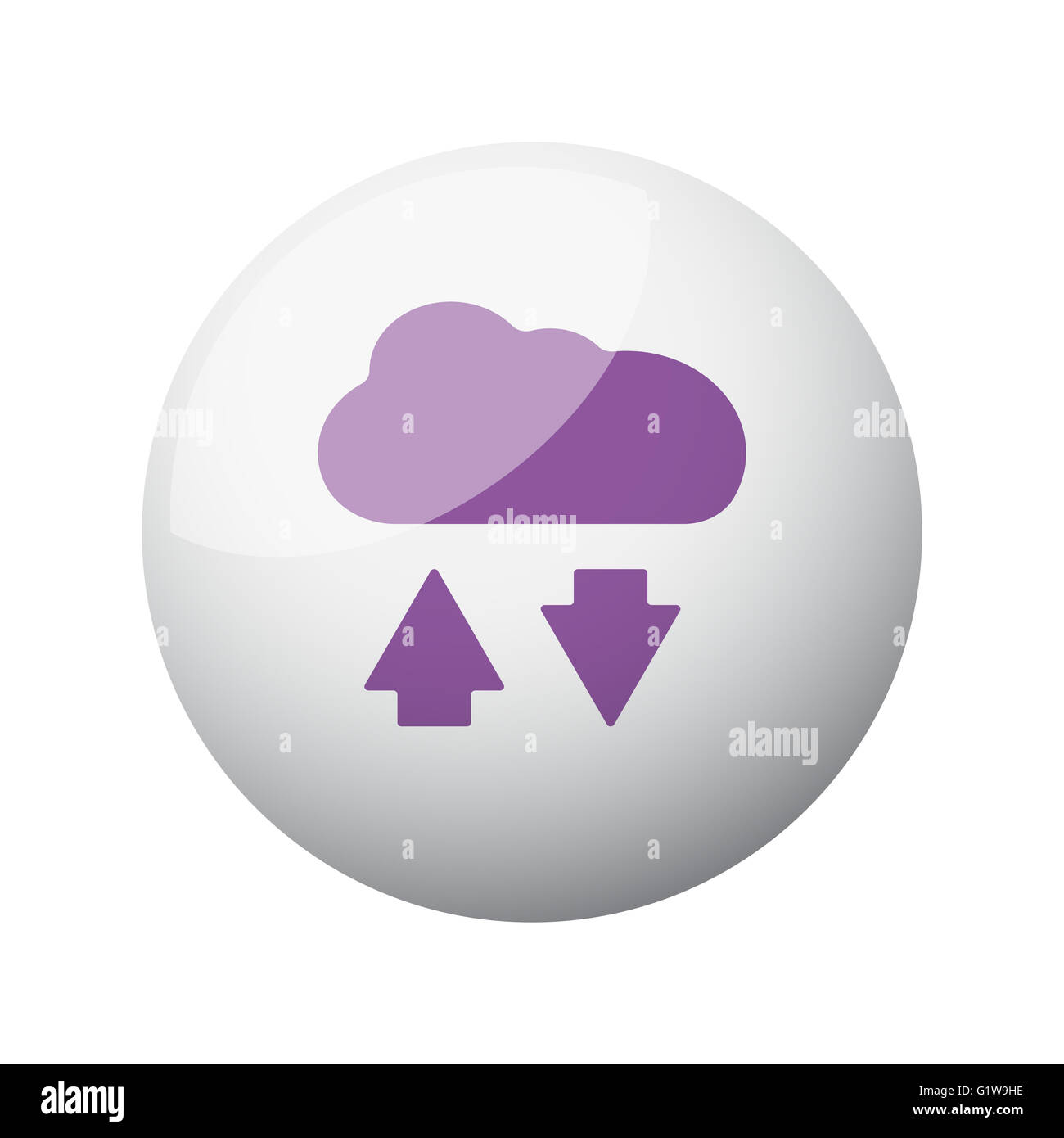 Flat purple Cloud Computing icon on 3d sphere Stock Photo - Alamy